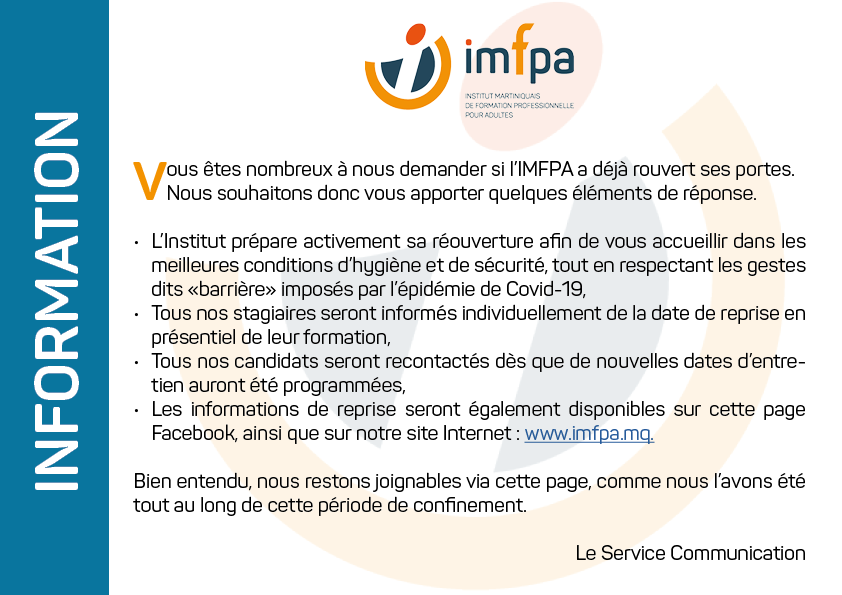INFORMATION ! - IMFPA Martinique